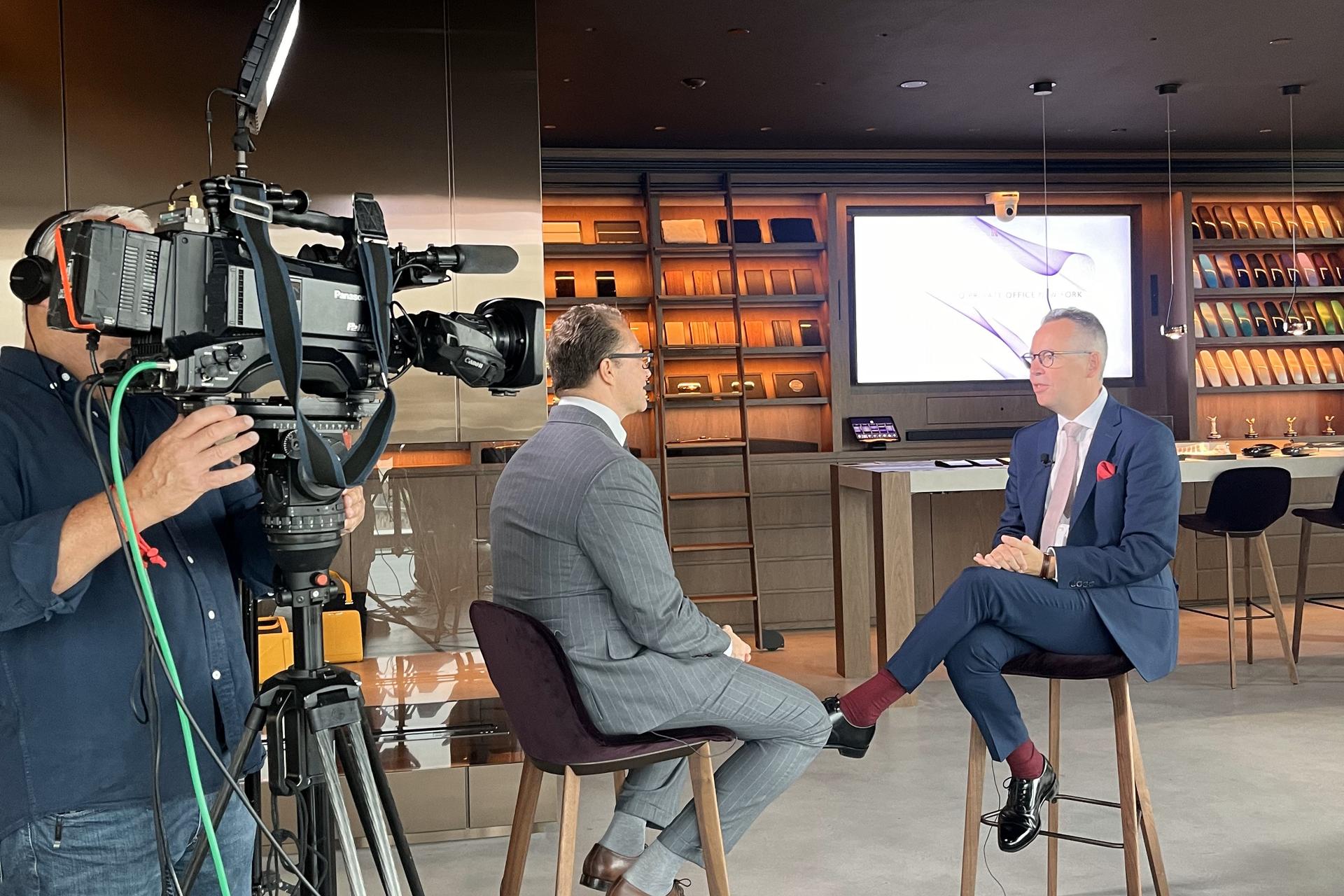 CNBC's Robert Frank interviews Rolls-Royce CEO Chris Brownridge at the company's new Private ...